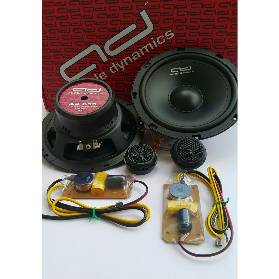 Audible Dynamic 6.5" AD-655 + Dome tweeter AD-13T two way car audio ...