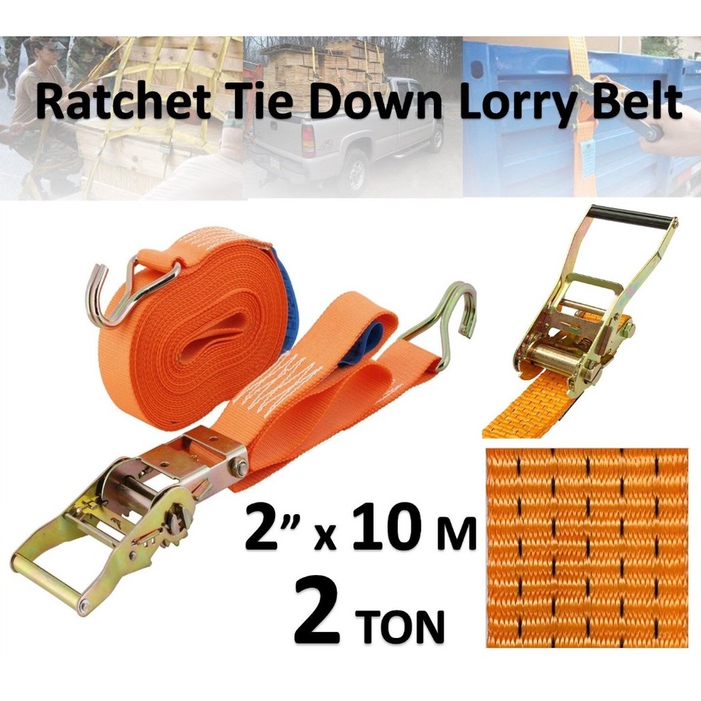 Heavy-Duty Ratchet Tie Down Lashing Strap 2" x 10m For 2 Ton | Shopee ...