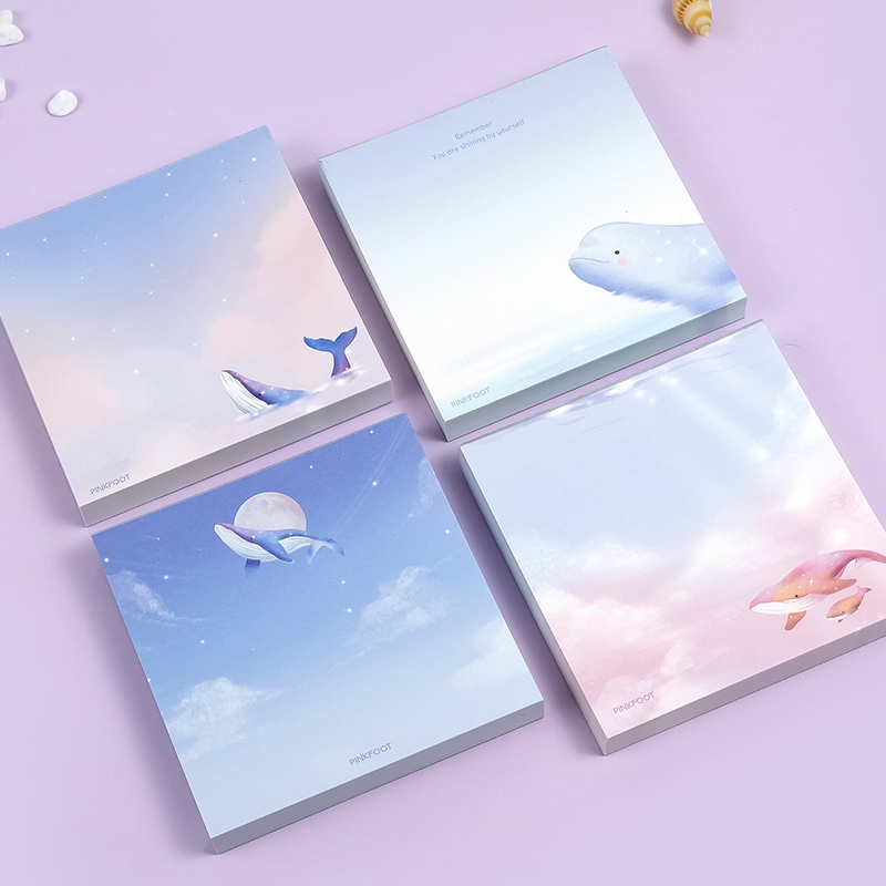 Lovely Whale 100sheets Memo Pad Notes Note Pad Cute Korean stationery ...