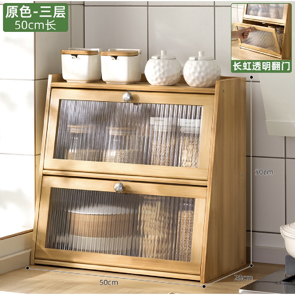 JK Home Minimalist Muji Nordic Bamboo Cabinet Kitchen Pantry Countertop ...