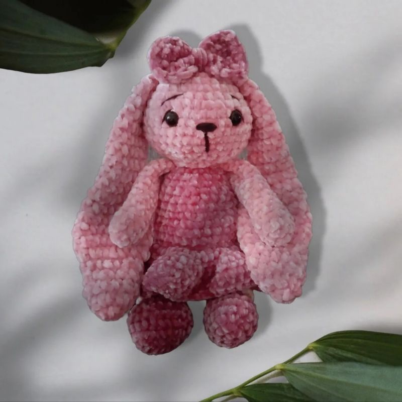 Rabbit plushie / Handmade crochet rabbit plush / patung arnab kait ...