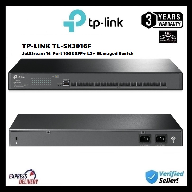 TP-LINK TL-SX3016F JetStream 16-Port 10GE SFP+ L2+ Managed Switch TL ...