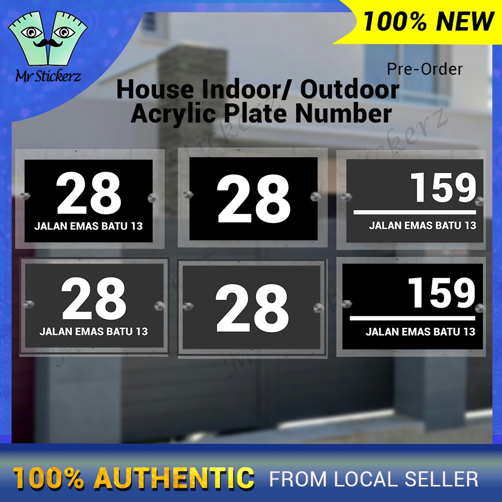 【Pre-Order】Acrylic House Number Plate with Road Number/ Direction House ...
