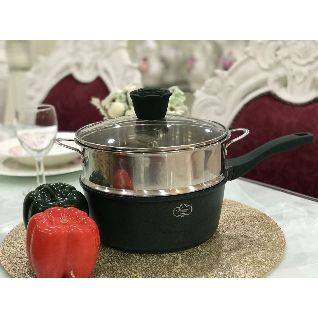 Vantage Milk Pot Dengan Steamer 20CM (Green) (DF-SPS20GR) Free Apron ...