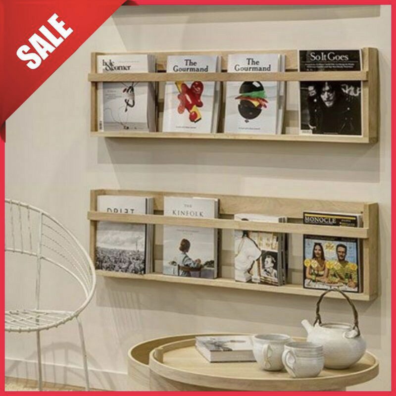 GANTUNGAN KAYU Wooden bookshelf hanging magazine rack novel rack ...