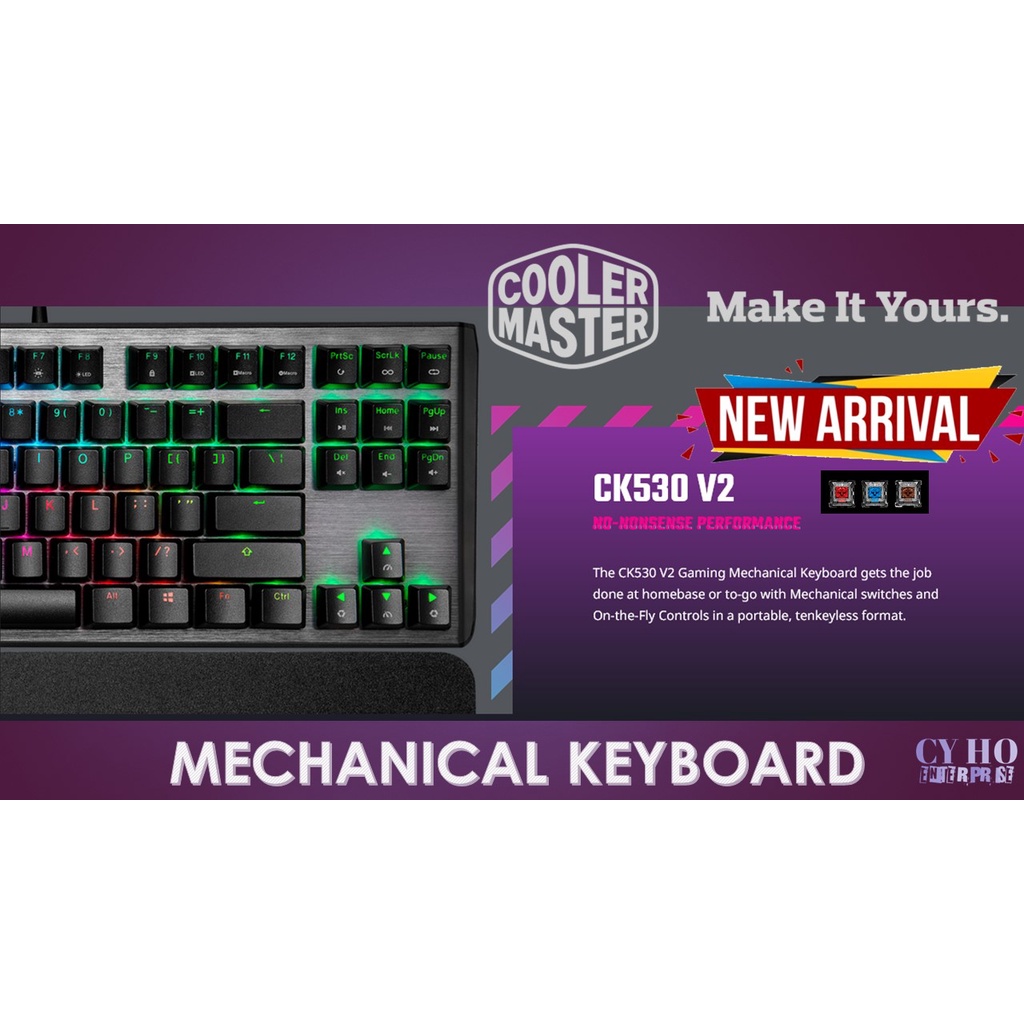 Cooler Master CK530 V2 RGB TKL Mechanical Gaming Keyboard - Red / Blue ...