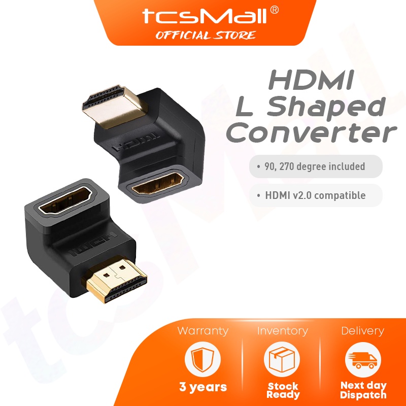 HDMI 90 degree 270 degree L Shape angle Converter Adapter Male to ...