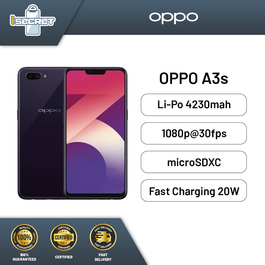 Oppo A3S - (6GB RAM + 128GB ROM) 6.2 Inch 13MP Used LTE Original SmartPhones 1 Month Warranty ...