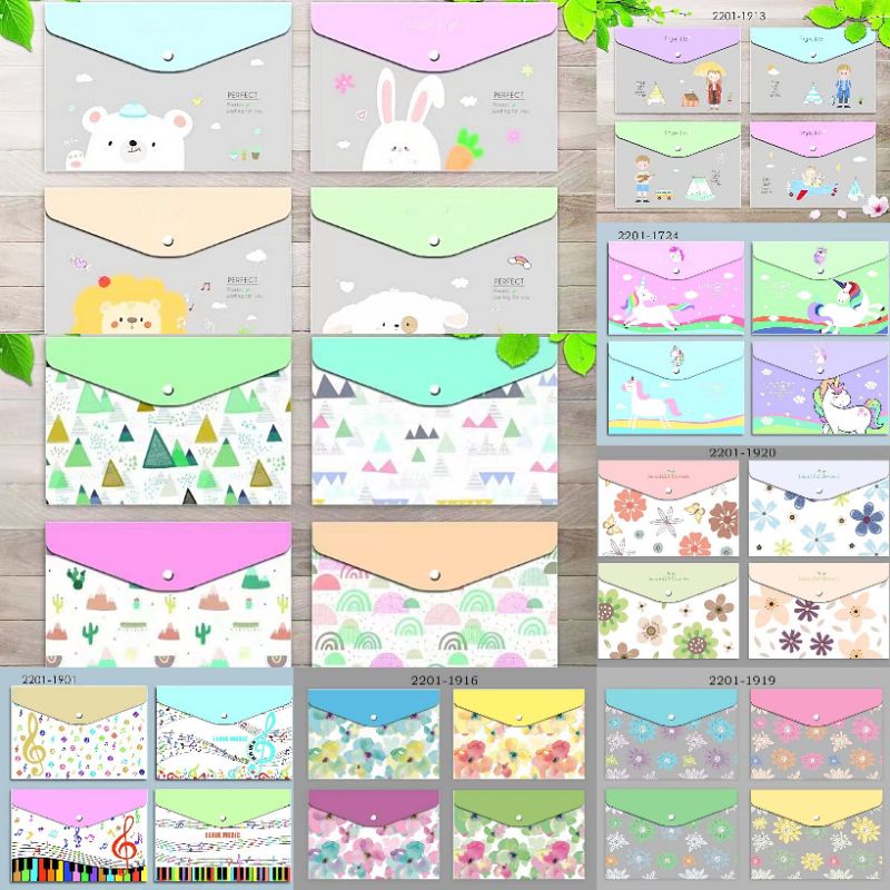 Fancy Document File A4 / Button File A4 / Pocket File Stationery School ...