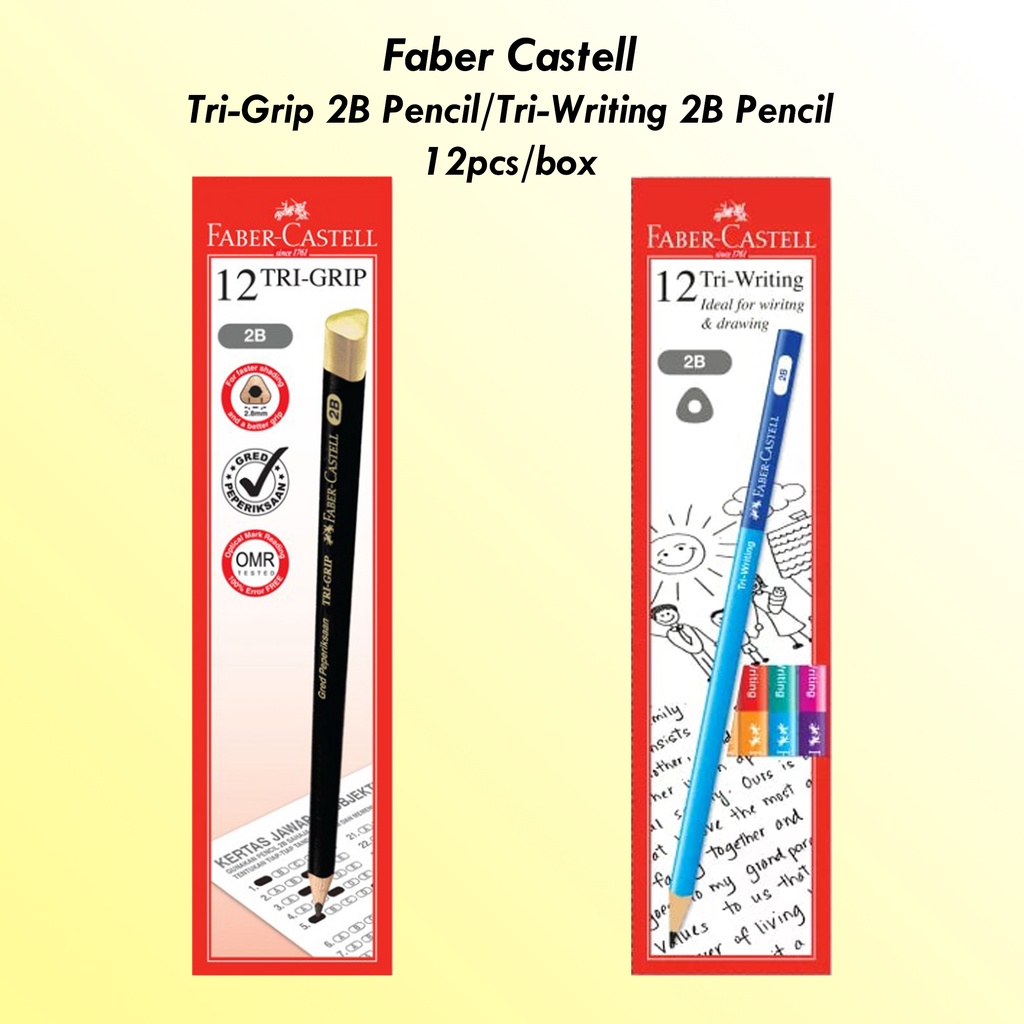Faber Castell- Tri-Grip Exam Grade Graphite Pencil/Tri-Writing 2B ...