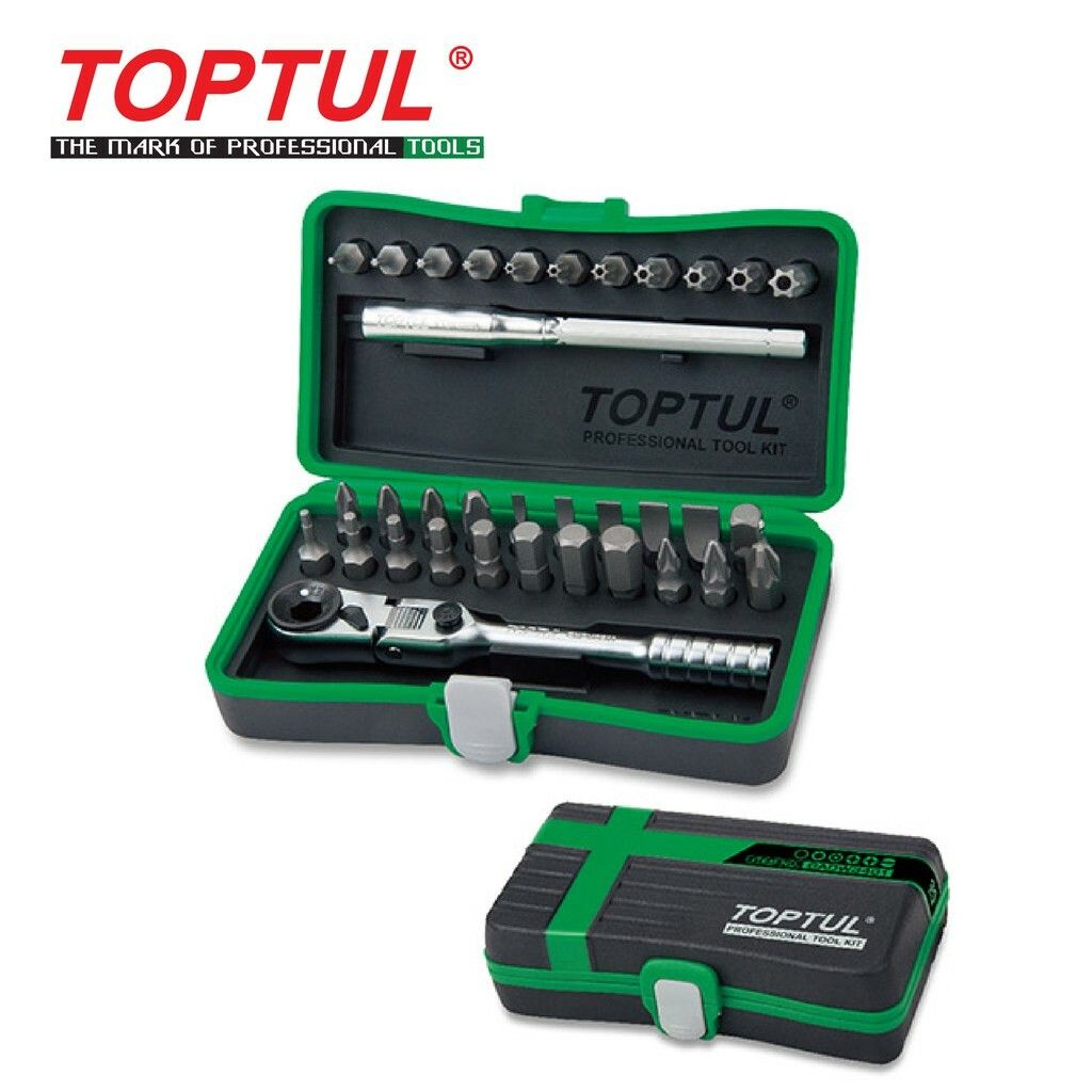 TOPTUL Hex Drive Mini Ratchet Bit Set (34 Pcs 1/4") GADW3401 | Shopee Malaysia