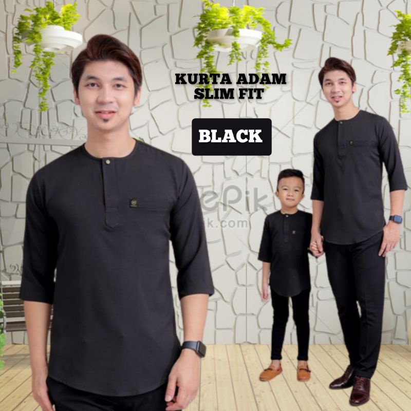 KURTA HITAM SET AYAH DAN ANAK TELUK BELANGA LENGAN TIGA SUKU READY STOK ...