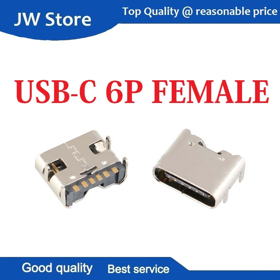 USB-C Female Socket 6P USB 3.1 HD SMT Female Connector Socket Type C ...