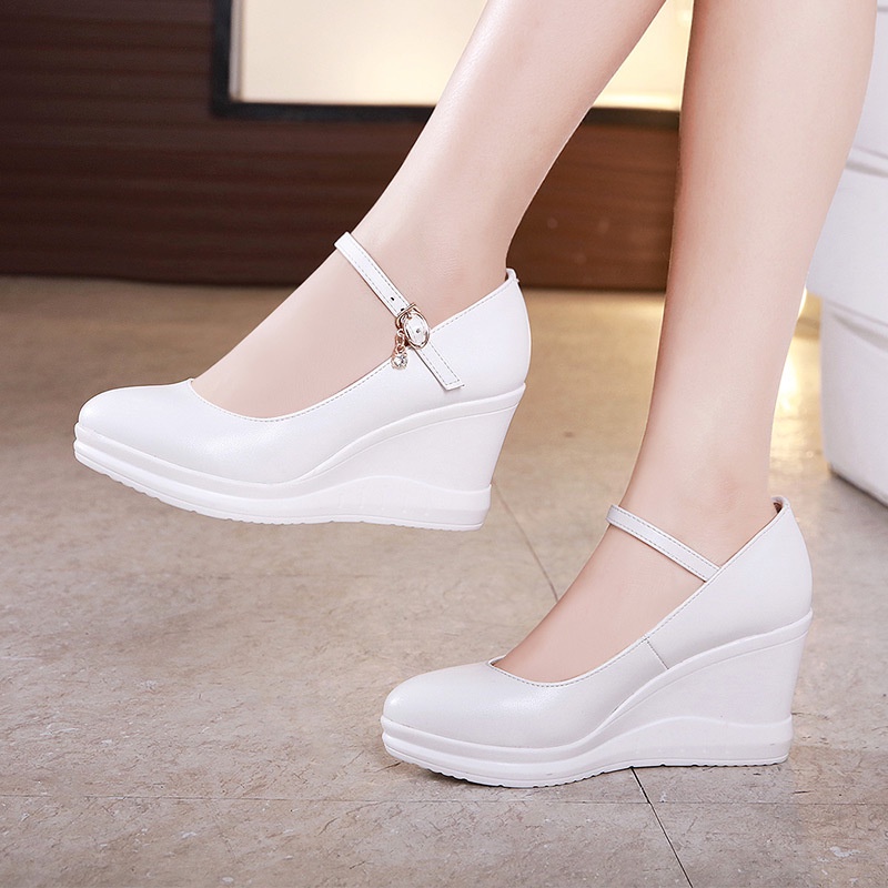 Wedge Sole Shoes In White For Women Size-36-C0716-1 | Shopee Malaysia