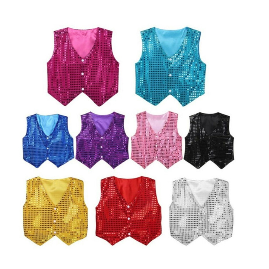 Kids Boys Glittery Sequined Vest Waistcoat Costume for Choir Jazz Dance ...