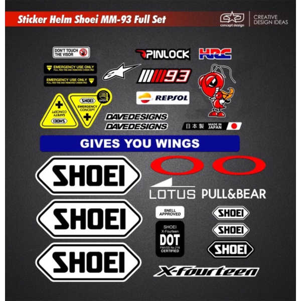 Full Set of Quality Shoei MM-93 Helmet Stickers | Shopee Malaysia