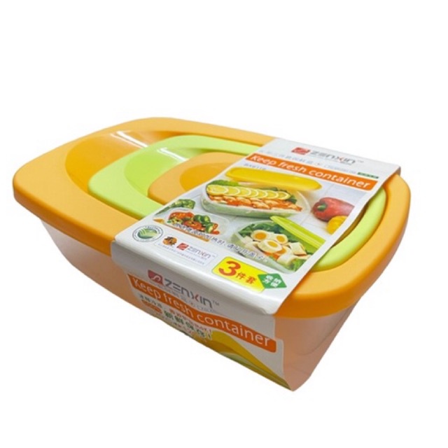 ZENXIN Microwave 3 in 1 Rectangle Size Food Container 1100ml, 500ml ...