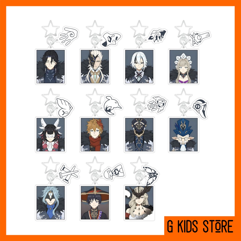 Genshin Impact Eleven Fatui Harbingers Keychain Arcylic Epoxy Keychain ...