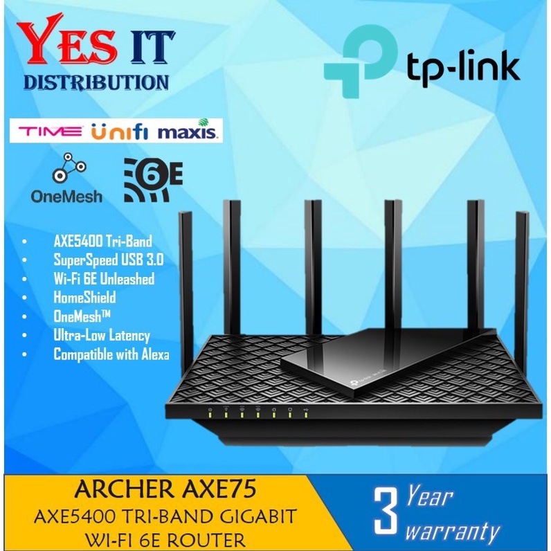 TP-Link Archer AXE75 AXE5400 Tri-Band Gigabit Wi-Fi 6E Router | Shopee Malaysia