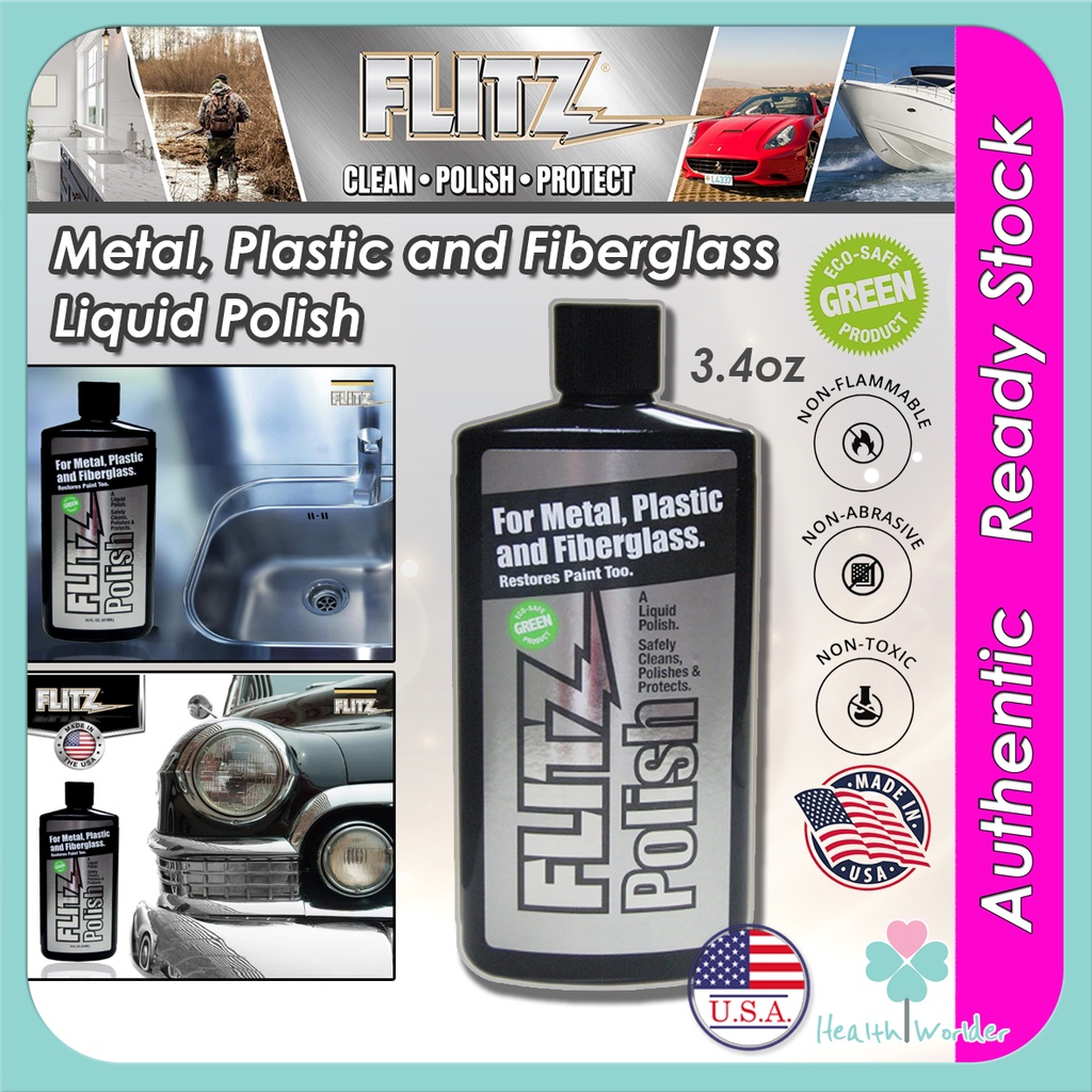 USA Version Flitz Metal, Plastic and Fiberglass Liquid Polish, 3.4 oz ...