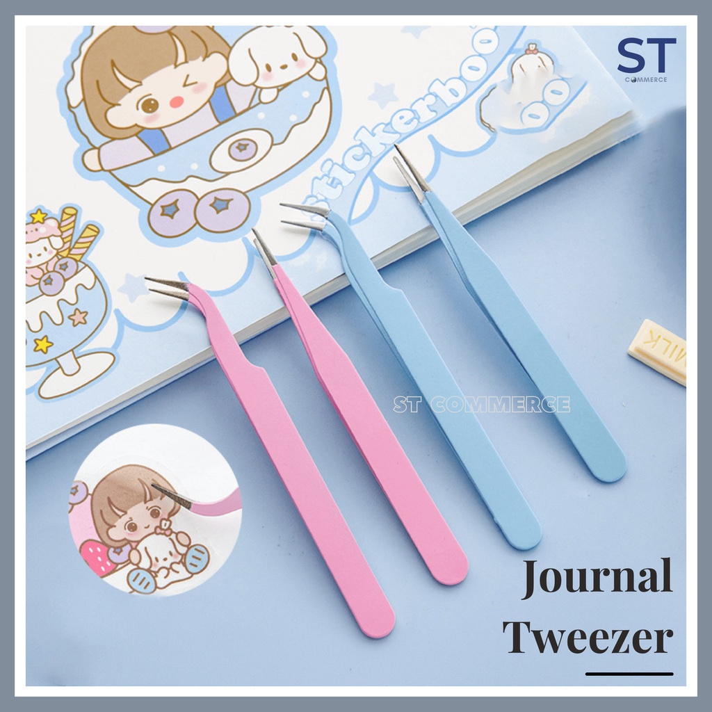 Journal Macaron Tweezers Set Straight + Bend Head + Shover + Knife Pen ...