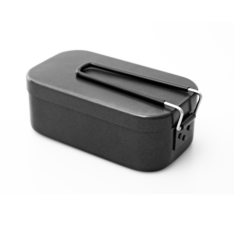 Camping Aluminium Black Mess Tin with Coating Lunch Box 800ml Messtin ...
