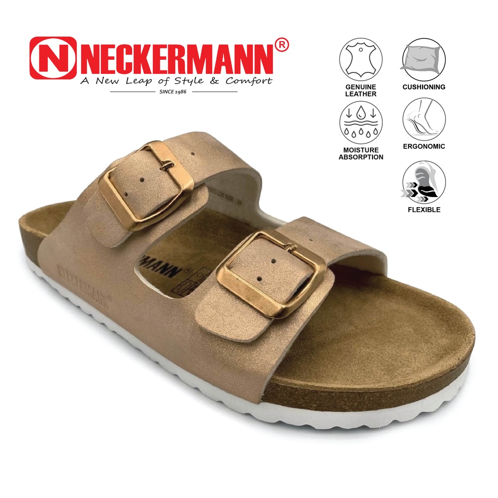 Neckermann Ladies Women's Atlanta Glitter Rose Gold Comfort Sandals in ...