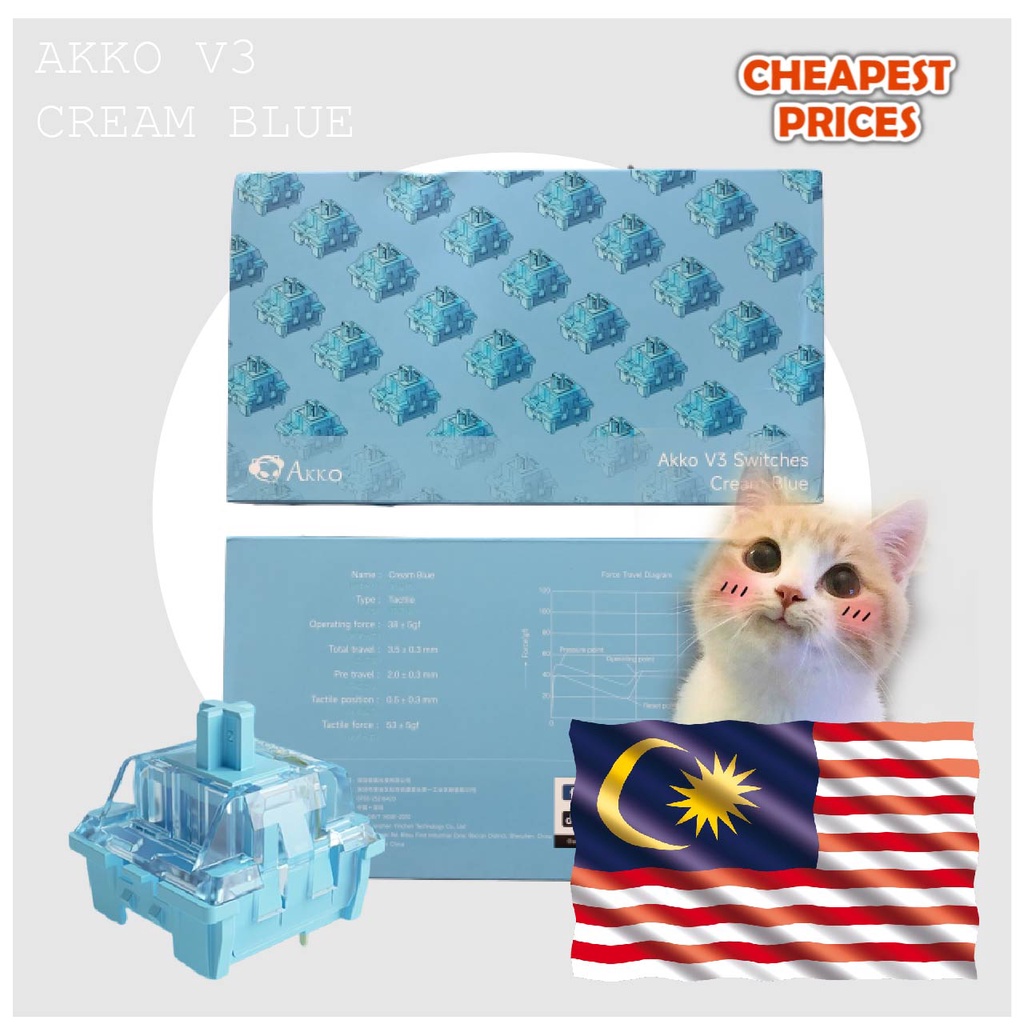 [JOHOR READY STOCK] 1PC Akko V3 Cream Blue Switch with Stable Dustproof ...