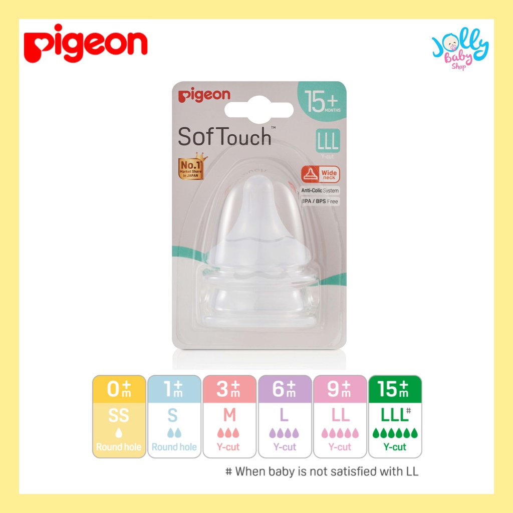 Original Pigeon Wide Neck Soft Touch Peristaltic Plus Nipple/Teat/Puting (Size: SS, S, M, L, LL ...
