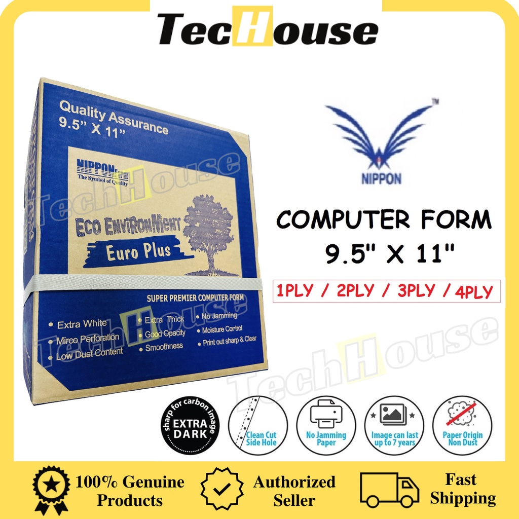 Nippon Computer Form 9.5'' x 11'' 1PLY, 2PLY, 3-PLY(White/ Colour ...