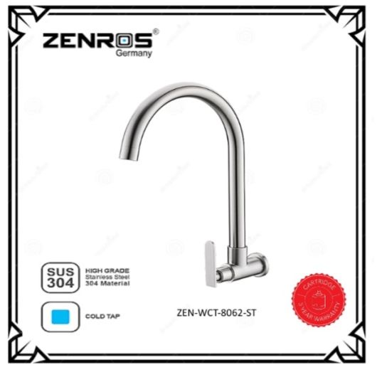 Zenros SUS 304 ZEN-WCT-8062-ST Single Wall Cold Tap Stainless Steel ...