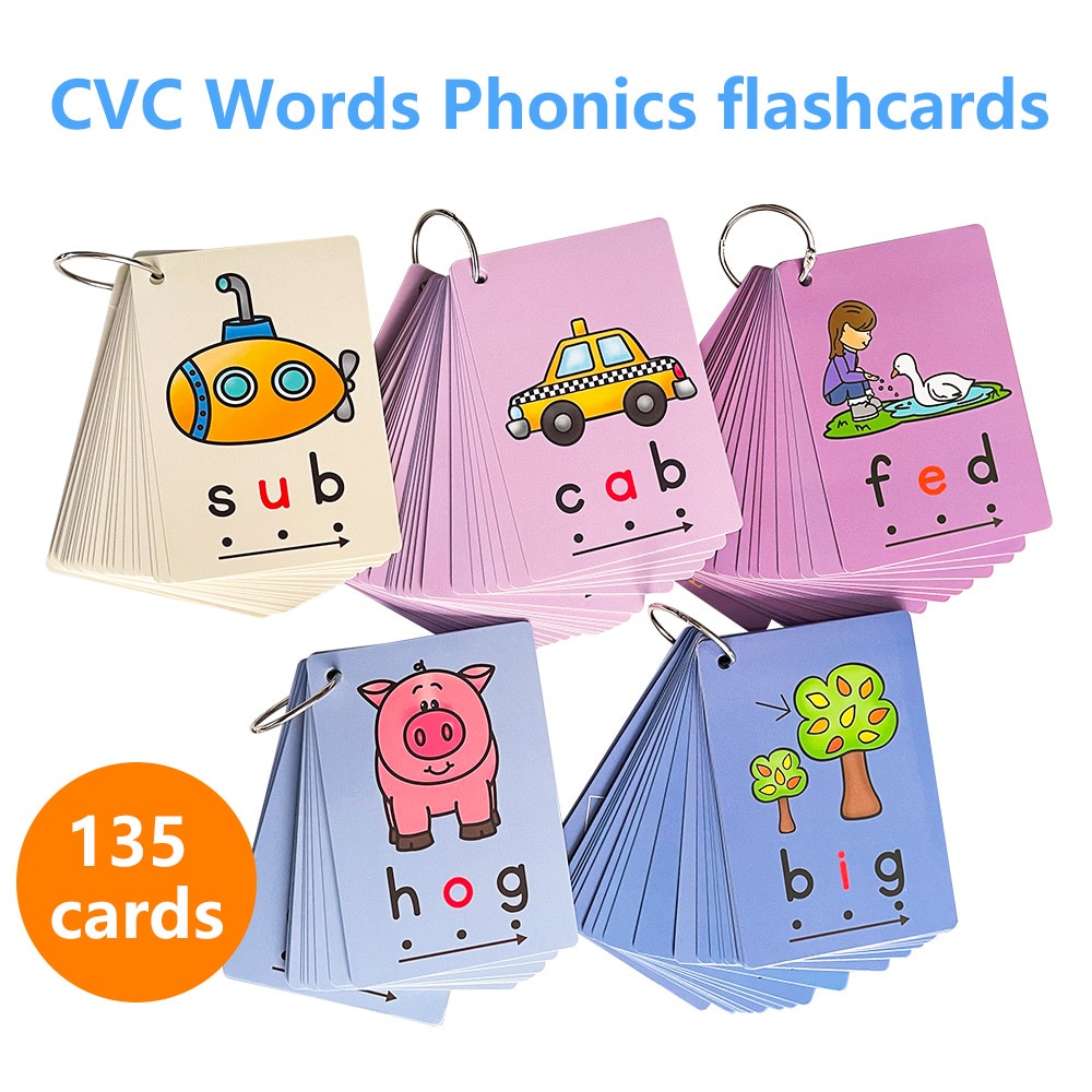 131 Cards Phonics CVC Words Flashcards Sight Word Cards Toddler ...