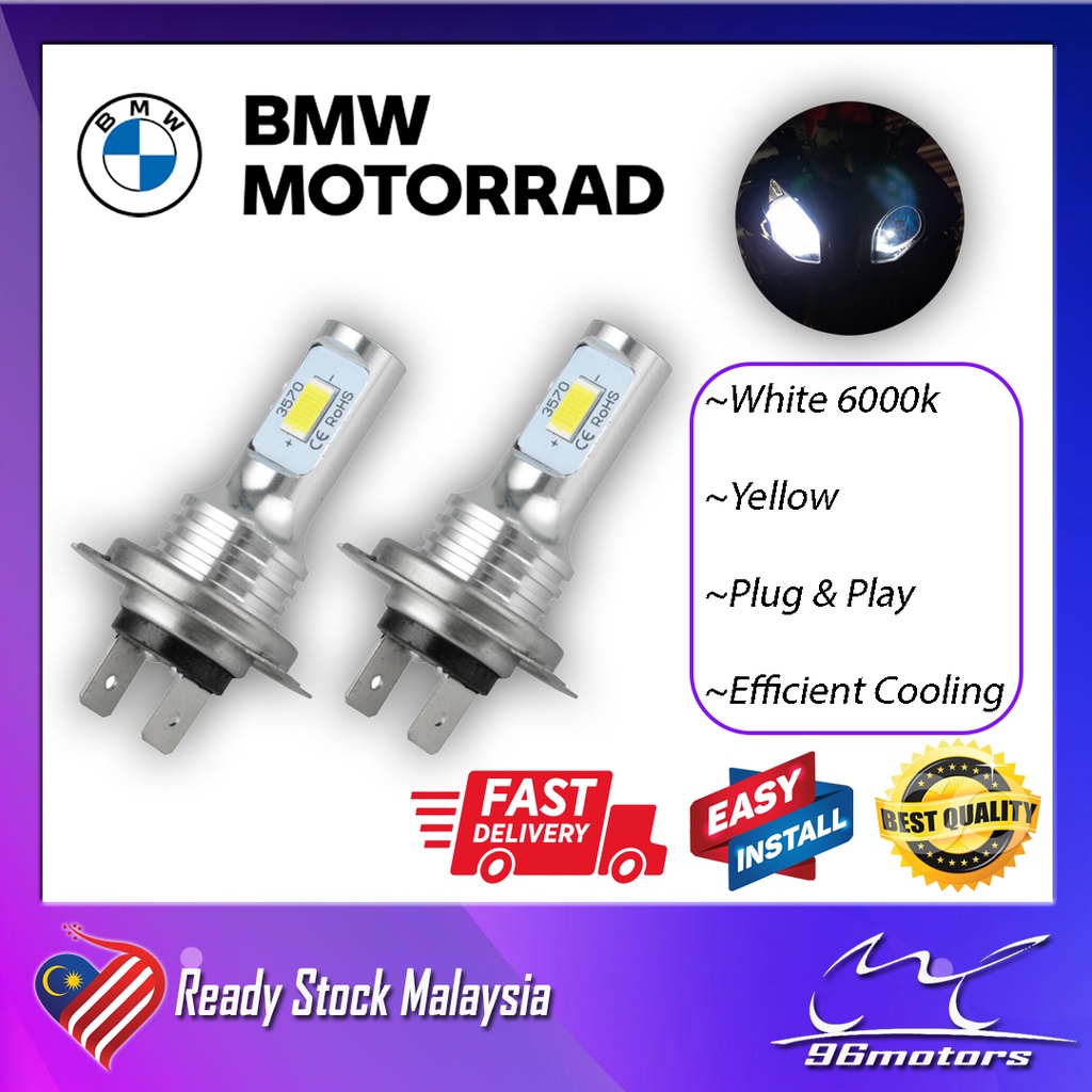 Bmw Motorcycle H7 Headlight Led Bulb 6000k White For S1000R S1000RR ...