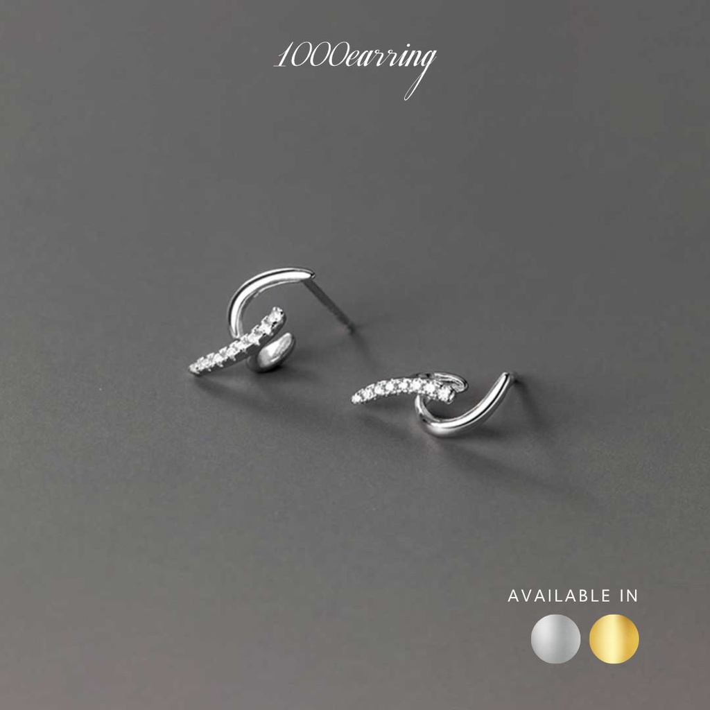 1000earring 925 Sterling Silver Piper Stud Earrings - Gold/Silver ...