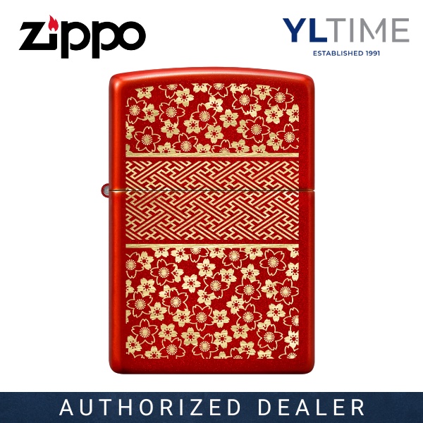 Zippo #48493 Metallic Red Kimono Inspired Design Lighter (100% Original ...