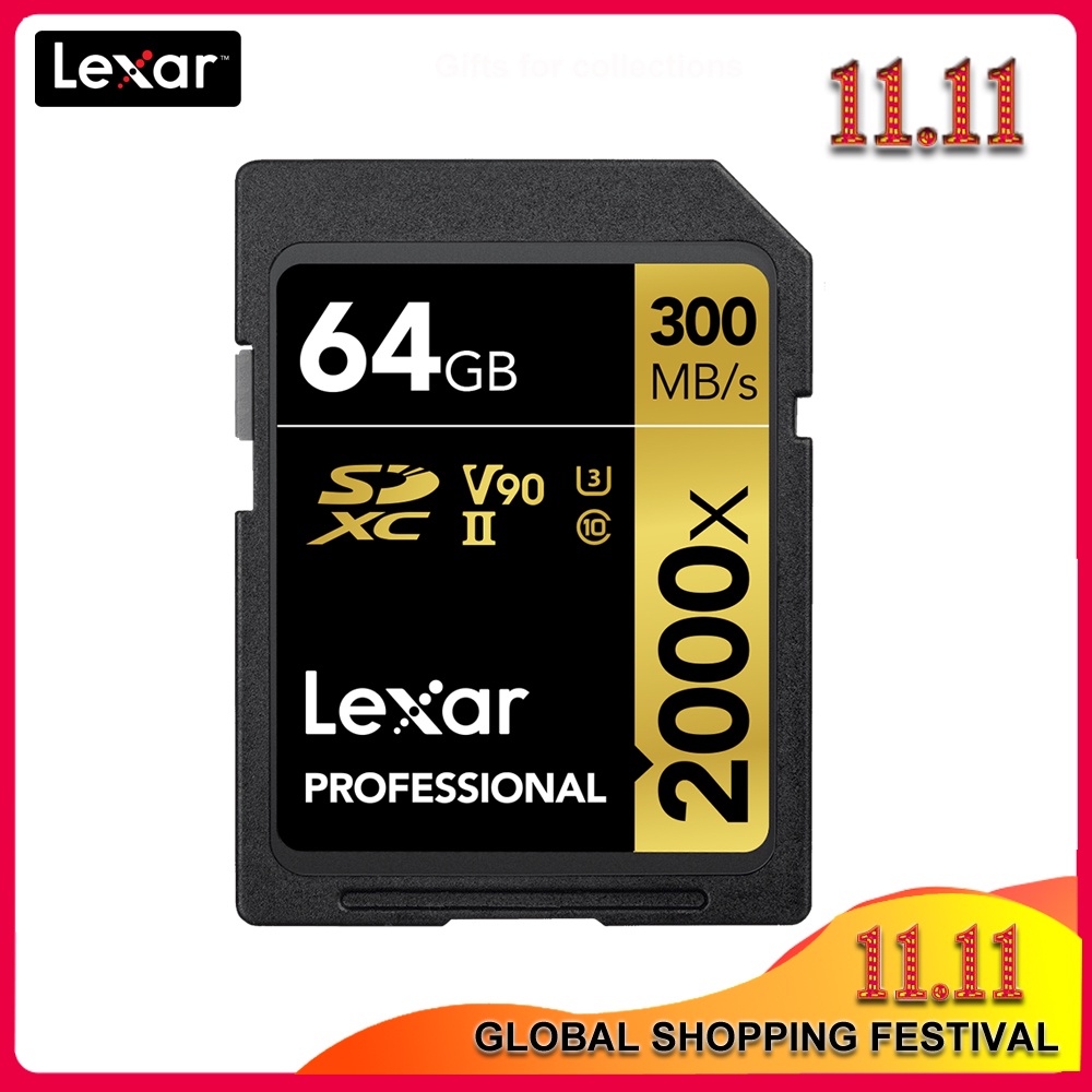 Original Lexar 300MB/s 64GB Memory SD Card 32GB 128GB 2000x SDXC UHS-II ...