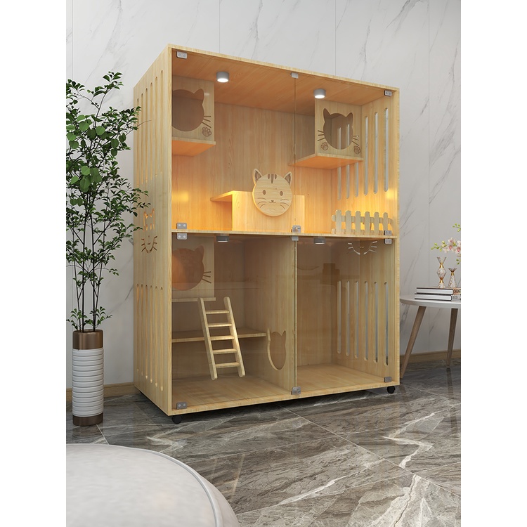 Cat Nest Cat Villa Home Solid Wood Cat Cage Super Large Free Space