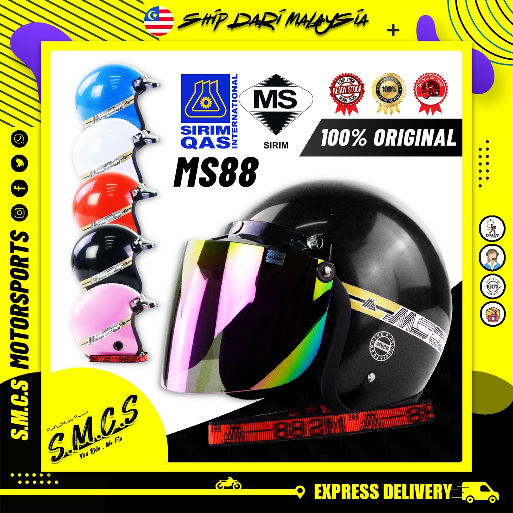 MS88 Helmet Siap Rainbow Visor MS Tali Tulisan Merah [𝟭𝟬𝟬%𝗢𝗥𝗜𝗚𝗜𝗡𝗔𝗟 ...