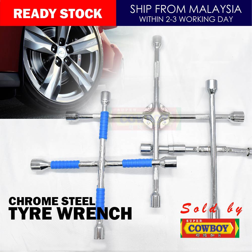 Heavy Duty Cross Wrench Car Truck Lug Tyre Opener Alat Pembuka Tayar ...