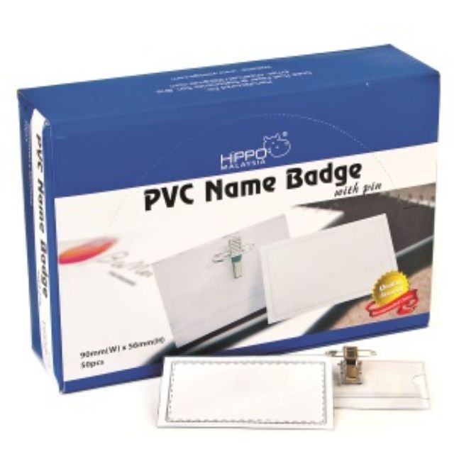 Hippo PVC Name Badge With Pin NB9563 Hippo NB 9563 Name Tag Suitable ...