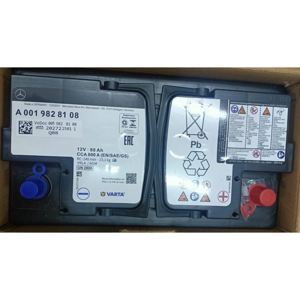 Mercedes-Benz Genuine AGM Battery A001 982 81 08 12V 80Ah CCA 800A | Shopee Malaysia