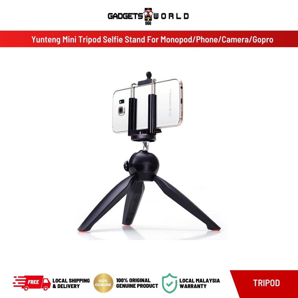 YUNTFNG Mini Tripod Selfie Stand For Monopod/Phone/Camera/Gopro Steady ...