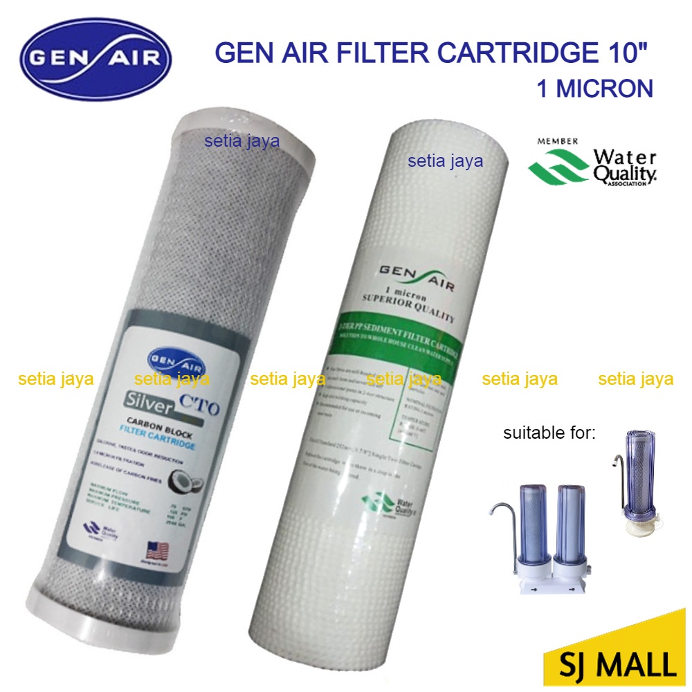 GEN AIR 1 Micron CTO Carbon Block / 5 PP Fibre Filter Cartridge 10 ...