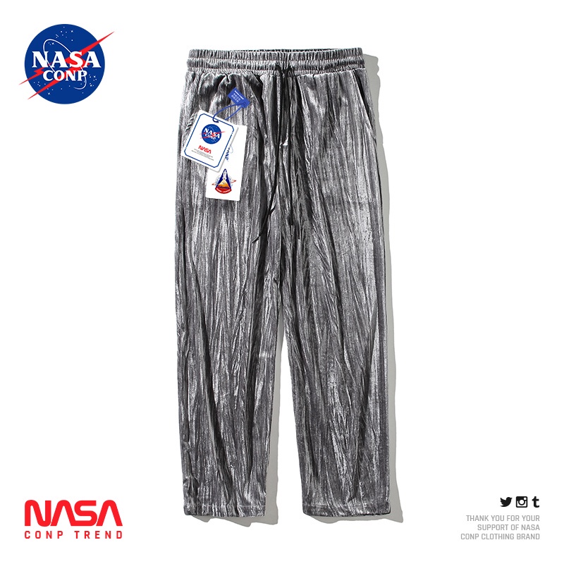 NASA official high street retro drape gold baldu lurus seluar kasual ...