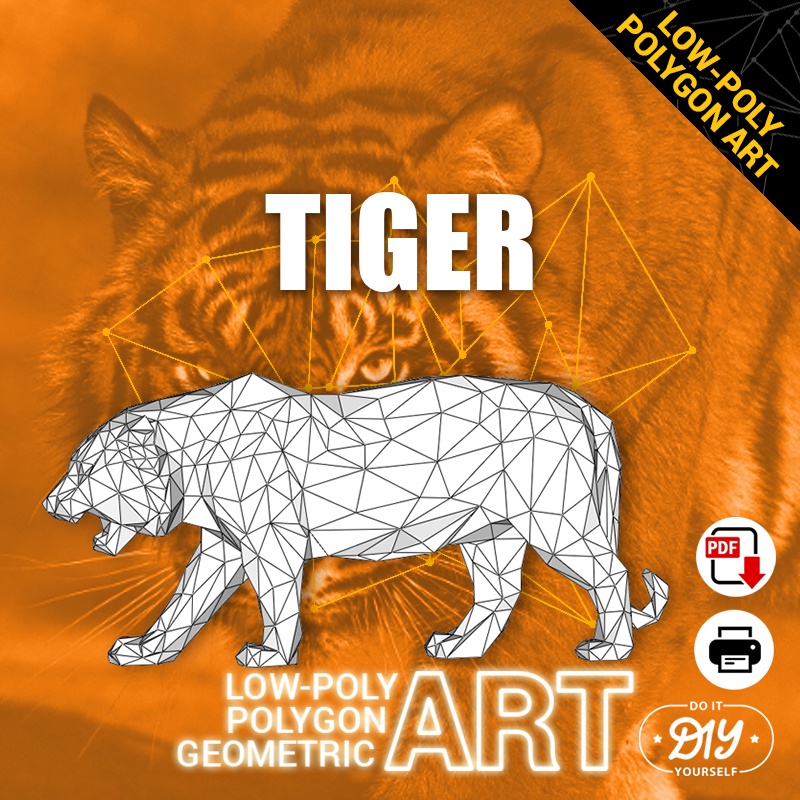 Tiger Low Poly Polygon Geometric Paper Craft Model Figure DIY Origami ...