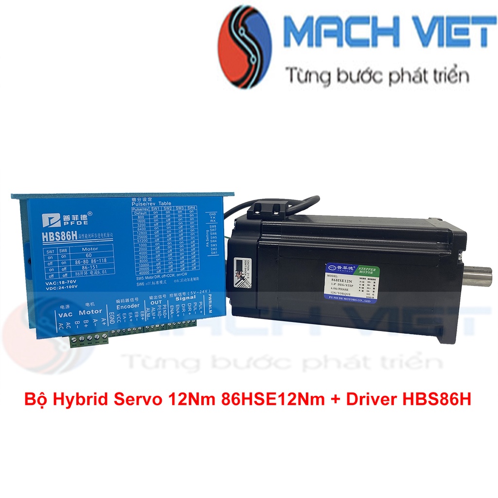 Hybrid servo motor set 12Nm 86HSE12N + Driver HBS86H PFDE comes with ...