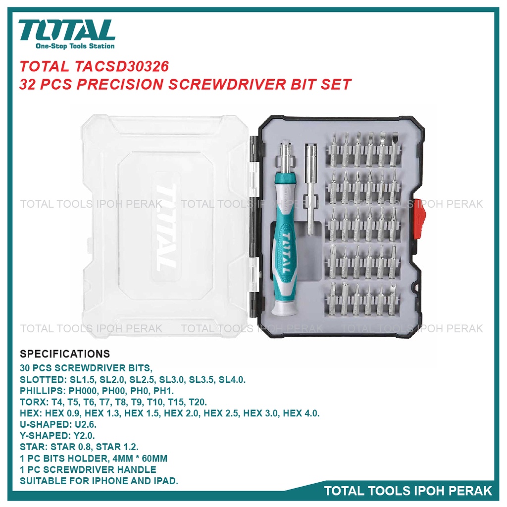 TOTAL TACSD30326 - 32 Pcs Precision Screwdriver Bit Set | Shopee Malaysia