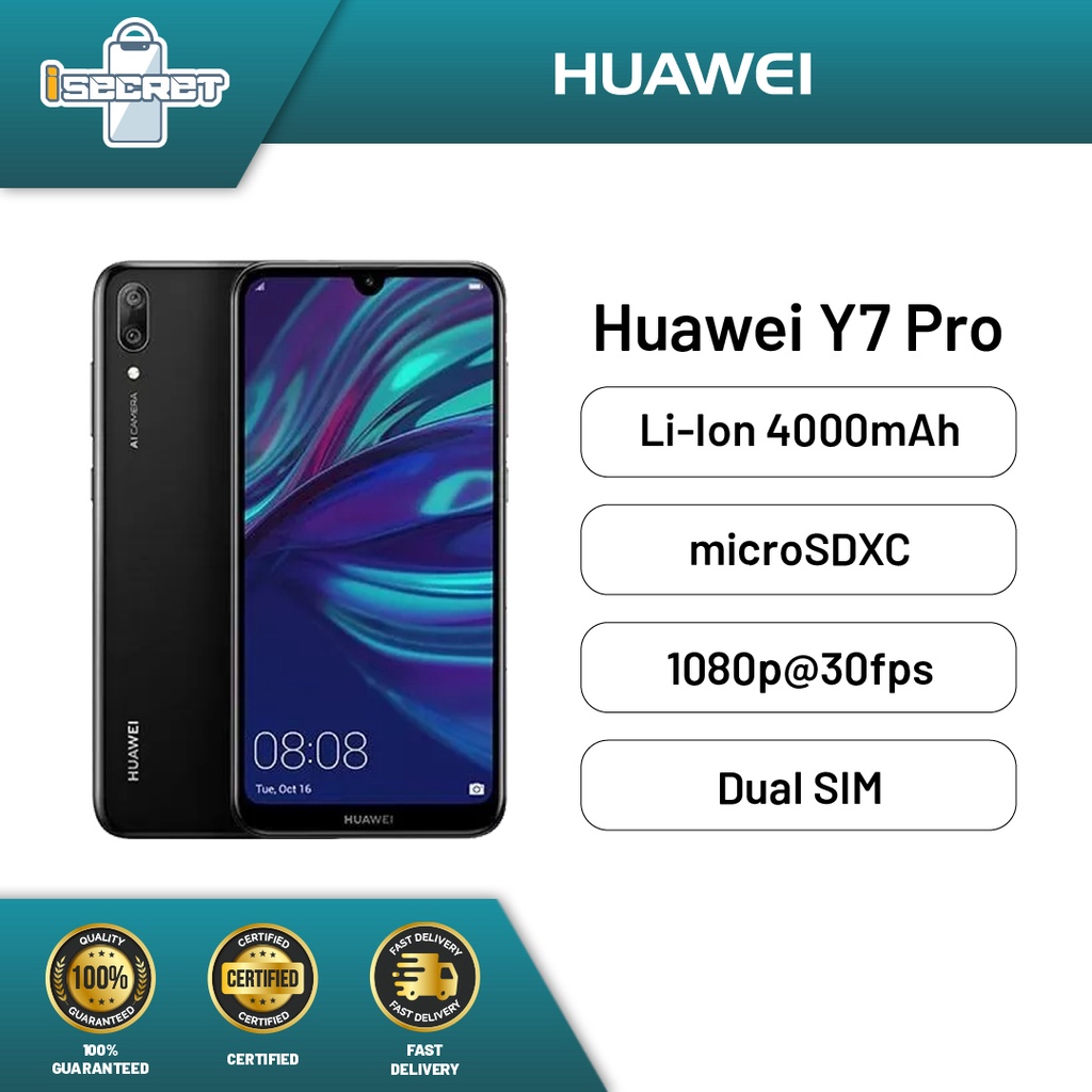 Huawei Y7 Pro (2019) 4GB RAM + 64GB ROM - 6.26 Inch 13MP Dual Camera ...