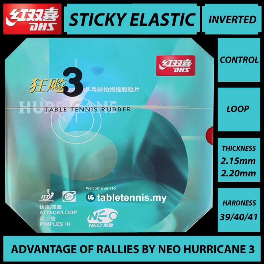 Original DHS Rubber Hurricane 3 Neo Sticky Elastic Table Tennis Rubber ...