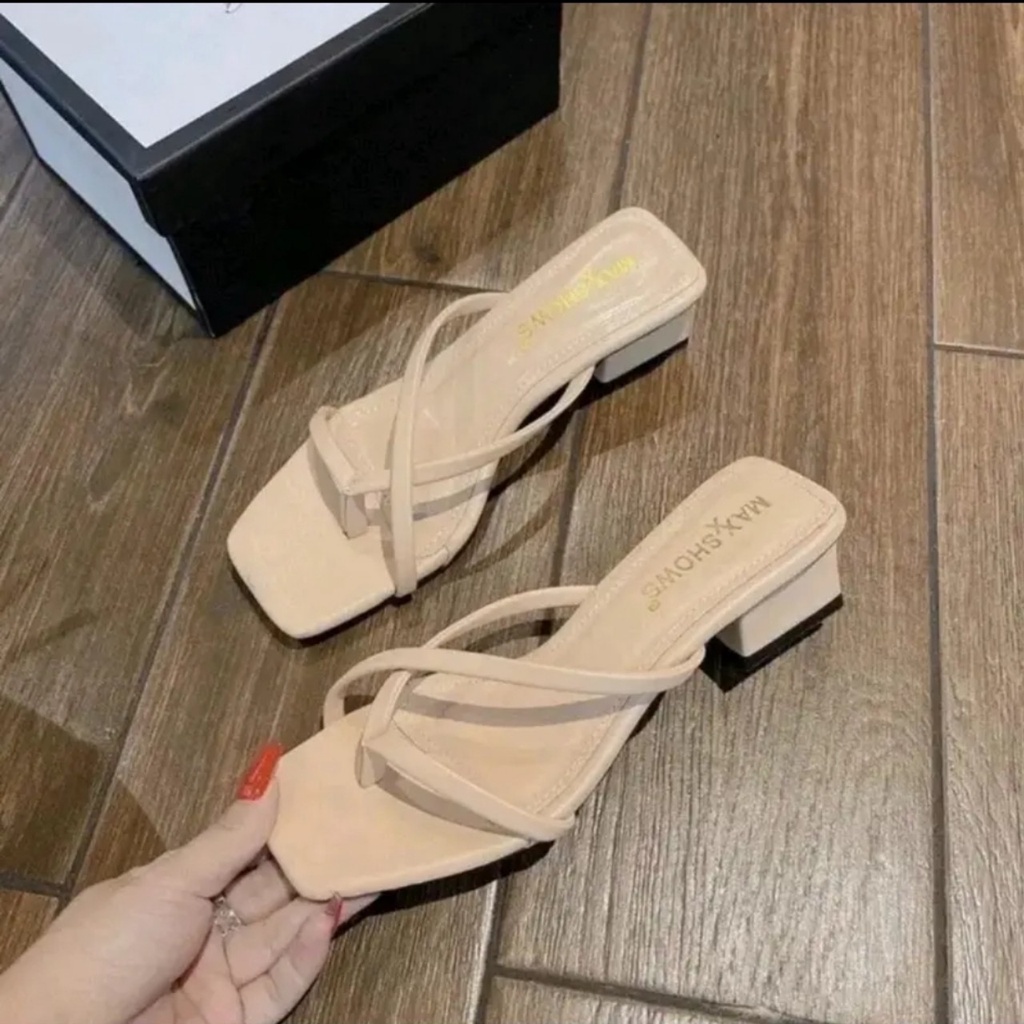 Women's 3-inch High Heel Sandals with Leather Strap Square Heel MS 046 ...